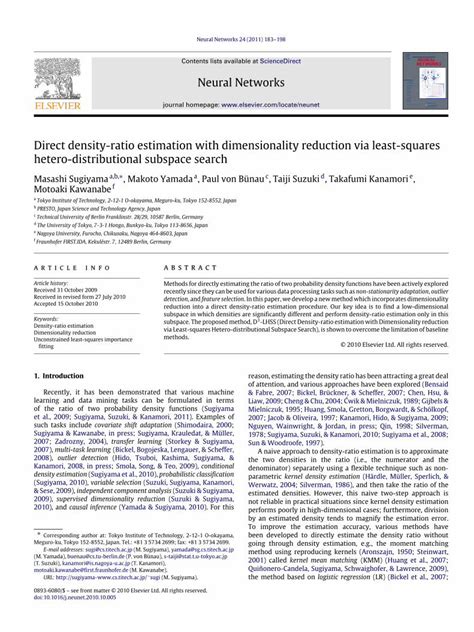 Pdf Direct Density Ratio Estimation With Dimensionality Reduction Via