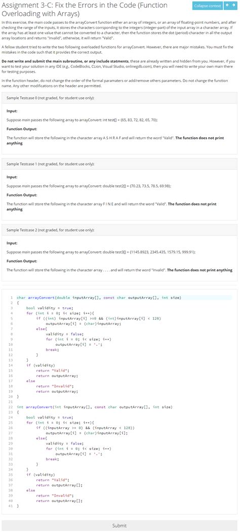 Solved Assignment 3 C Fix The Errors In The Code Function
