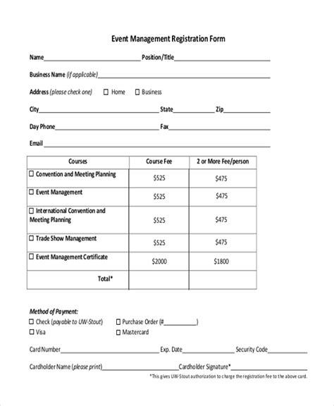 Free 10 Sample Event Management Forms In Pdf Ms Word