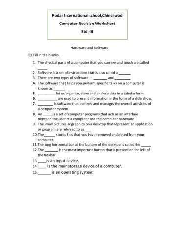 Std 3 Computer Revision Worksheet Flipbook By Smita Gagare FlipHTML5