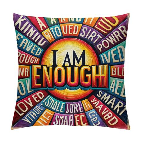 2 Pack I Am Enough Inspirational Quotes Throw Pillow Covers 18x18