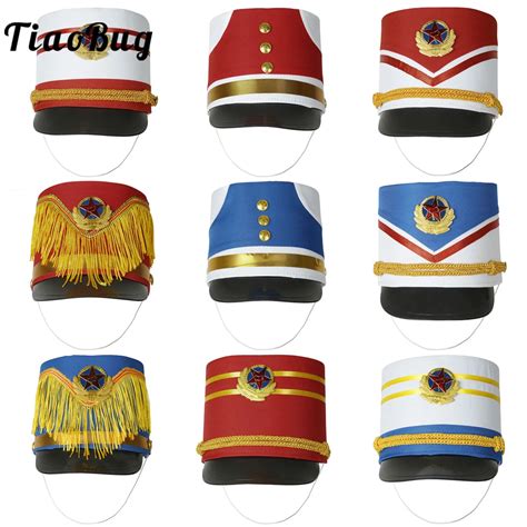미국 드럼 모자 로얄 솔저 마칭 밴드 세련된 모자 모자 할로윈 코스프레 카니발 파티 드럼 팀 밴드 액세서리 Aliexpress