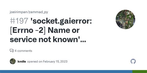 socket gaierror [errno 2] name or service not known running the example code · issue 197