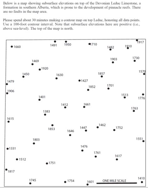 Solved Below Is A Map Showing Subsurface Elevations On Top