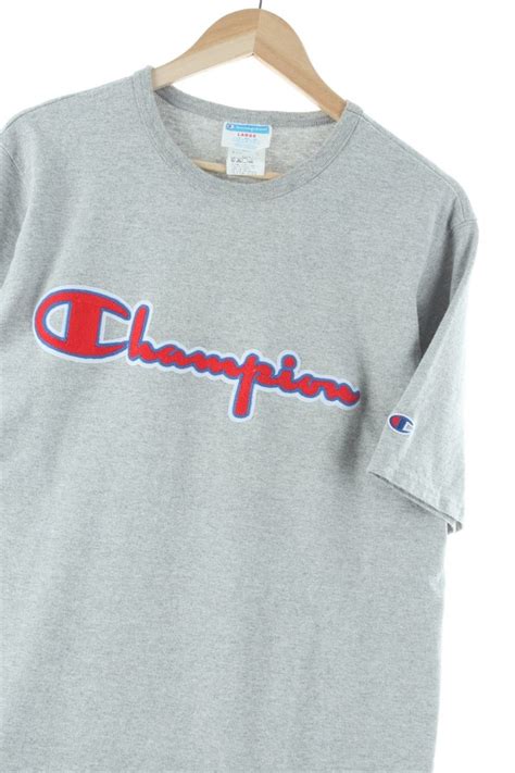 L 챔피온 반팔 티셔츠 그레이 빅 프린팅 올드스쿨 헬로마켓