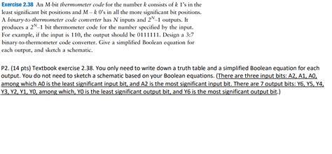 Exercise 2 38 An M Bit Thermometer Code For The
