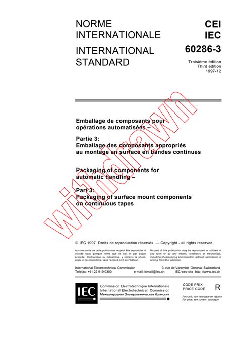 Iec 60286 3 1997 Packging Of Components For Automatic Handling Part 3 Packaging Of Leadless