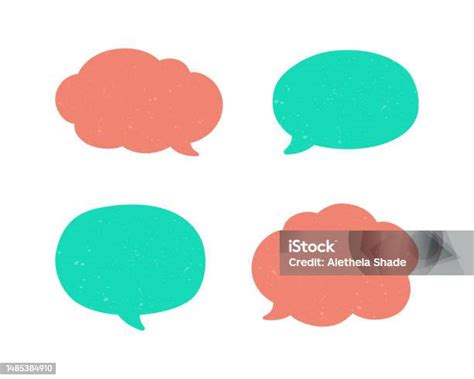 빈티지 말풍선 세트 그런 지 질감 텍스트 상자 프레임 복고풍 채팅 상자 메시지 상자 대화 템플릿 벡터 일러스트레이션 디자인