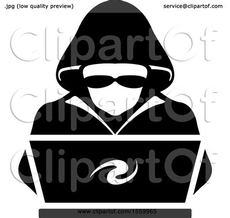 clipart of a hacker over a laptop computer royalty free vector