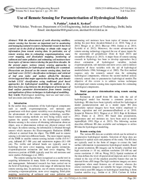 Pdf Use Of Remote Sensing For Parameterisation Of Hydrological Models