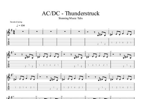 Acdc Thunderstruck Tab And Chords Stunning Music Tabs