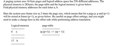 Solved A Paging System Uses 16 Byte Pages And Logical