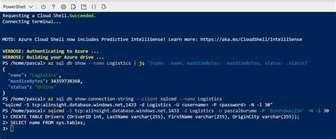 Failed To Execute The T Sql Request On Azure Cloud Shell · Issue 187 · Microsoft