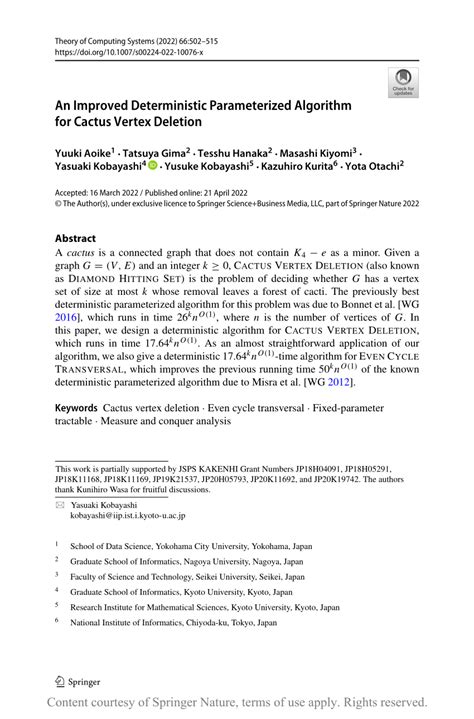 An Improved Deterministic Parameterized Algorithm For Cactus Vertex
