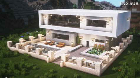 Minecraft How To Build A Modern House Tutorial 15 마인크래프트 건축 모던하우스 인테리어 Youtube