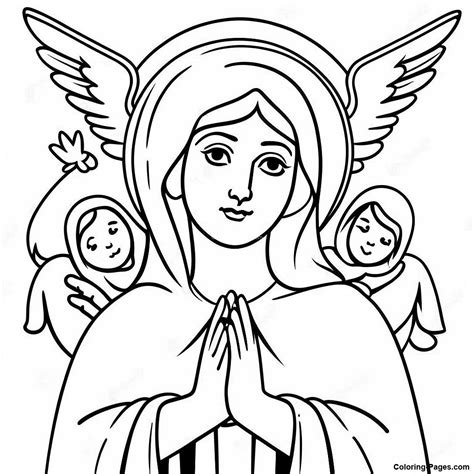 Virgin Mary Surrounded By Angels Coloring Page Coloring