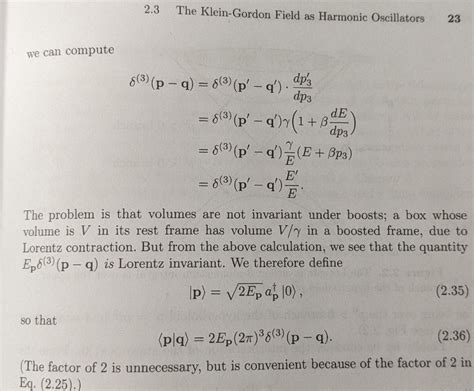 hilbert space normalization of one particle states for klein gordon