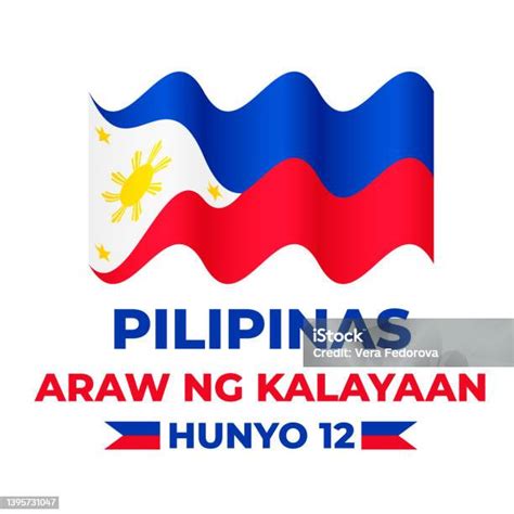 필리핀 독립 기념일 타이포그래피 포스터 필리핀 국경일은 6 월 12 일에 축하됩니다 벡터 템플릿 배너 인사말 카드 전단지 등