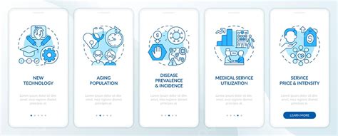 Reasons For Expensive Healthcare Onboarding Screen On Blue Mobile App Vector Template Download
