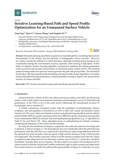 Pdf Iterative Learning Based Path And Speed Profile Optimization For An Unmanned Surface Vehicle