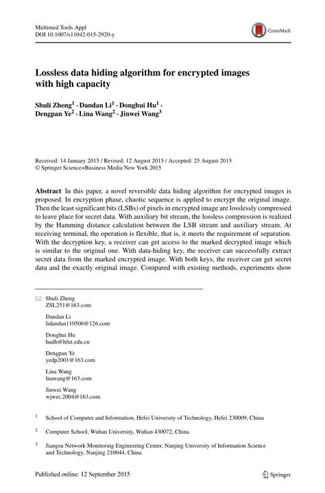 Pdf Lossless Data Hiding Algorithm For Encrypted Images With High