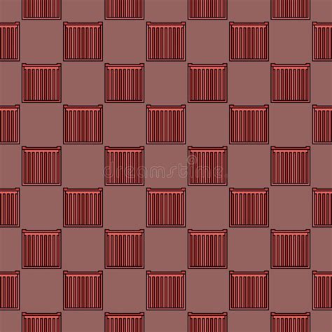 Red Shipping Container Vector Modern Seamless Pattern Stock Vector