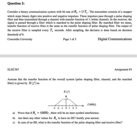 Question 2 Consider A Binary Communication System