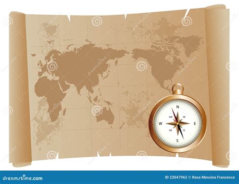 Old Map And Compass Vector Illustration 23047962