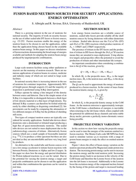 Pdf Fusion Based Neutron Sources For Security Applications Energy