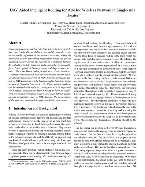 Pdf Uav Aided Intelligent Routing For Ad Hoc Wireless Network In