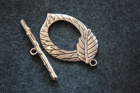 Pewter Leaf Toggle Clasp Etsy