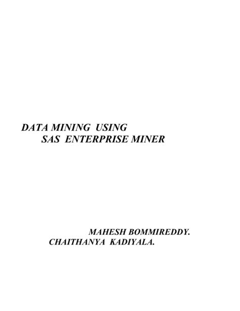 Data Mining With Sas Enterprise Miner