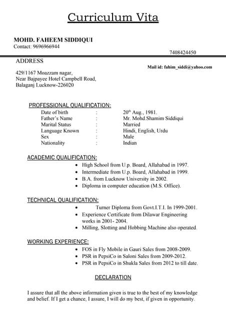 Mohd Faheem Siddiqui Doc Education