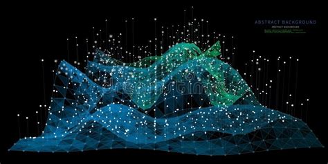 Abstract Background Graph From Color Polygonal Grid And Data Lines On