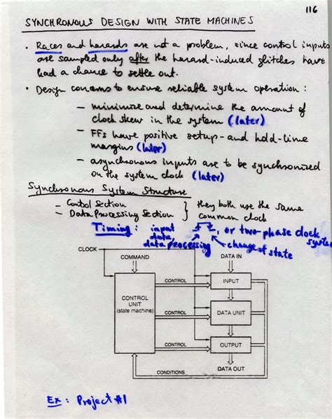 Handwritten Notes On Synchronous Design With State Machines Ece 3550 Docsity