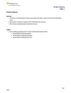 Tool Summary Sheet Protocol Deviation Tracking Log Doc Template PdfFiller