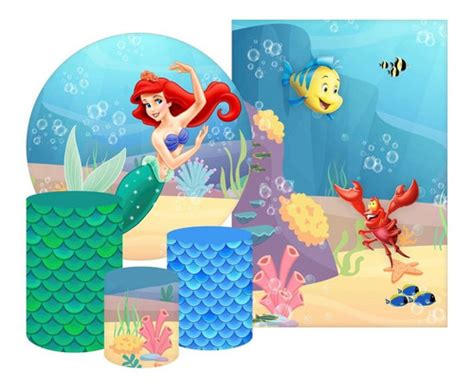 Ariel Disney Round One Side Backdrop Cylinders Kit Cali Backdrop