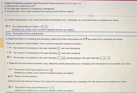 Solved Answer The Following Questions About The Function Chegg