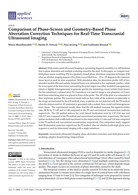 Pdf Comparison Of Phase Screen And Geometry Based Phase Aberration Correction Techniques For