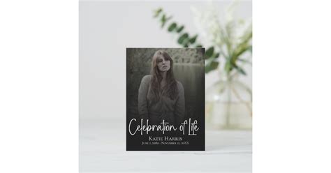 Modern Funeral Script Celebration Of Life Postcard Zazzle