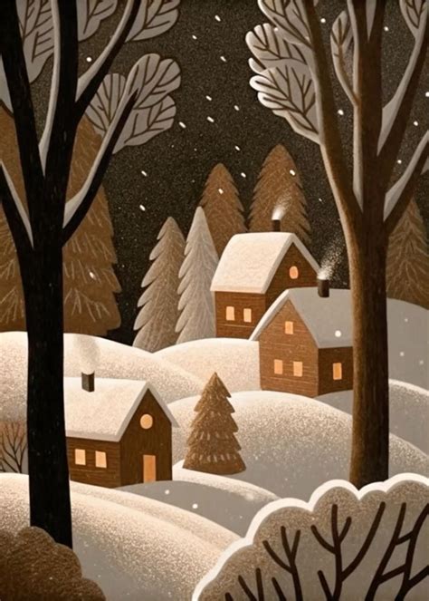 Зимний пейзаж в 2025 г Пейзажи Новогодние открытки Зима