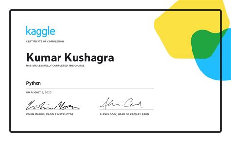 Kumar Kushagra On Linkedin Kaggle Certificate Python3 Pythonbasics