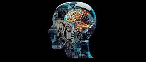 인공지능 똑똑한 뇌를 가진 회로판 Cpu 으로 만들어진 정상적인 인간의 머리의 반전면 시각 프리미엄 사진