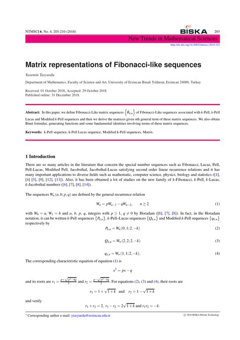 Pdf Matrix Representations Of Fibonacci Like Sequences