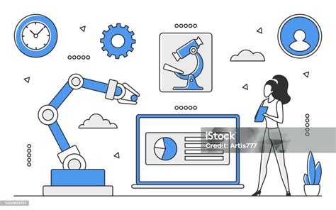 Robot Automation System Stock Illustration Download Image Now Analyzing Art Augmented