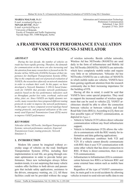 Pdf A Framework For Performance Evaluation Of Vanets Using Ns 3 Simulator