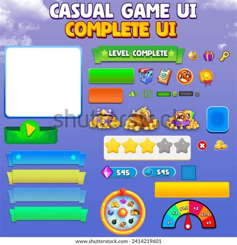 Hyper Casual Game Ui Kit Minimalist Design Stock Vector Royalty Free