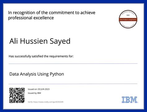 Ali Hussien On Linkedin Digitalbadge Dataanalysis Python Professionaldevelopment 11 Comments