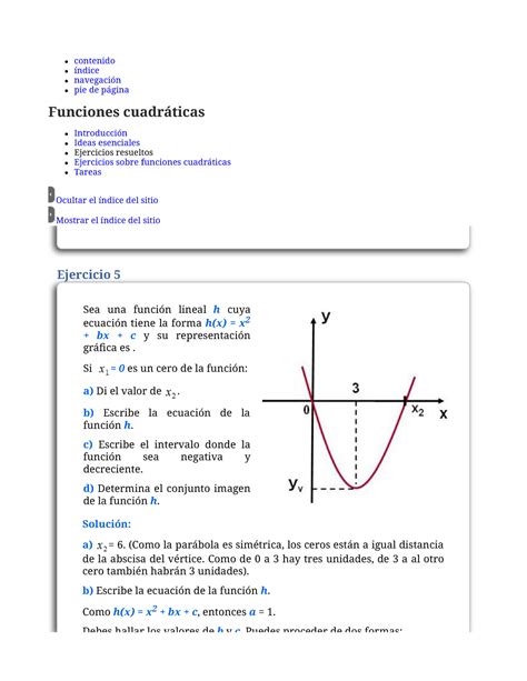 Funciones Cuadráticas Ejercicios Resueltos Matematica General