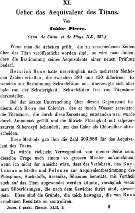 Ueber Das Aequivalent Des Titans Pierre 1847 Journal Für